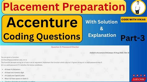 Password Checker Part 3 Accenture Coding Questions Youtube