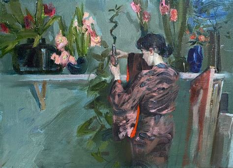 Картина живопись Красное кимоно Алина Буглеева 30 X 20 см №17435 Купить на Bizar