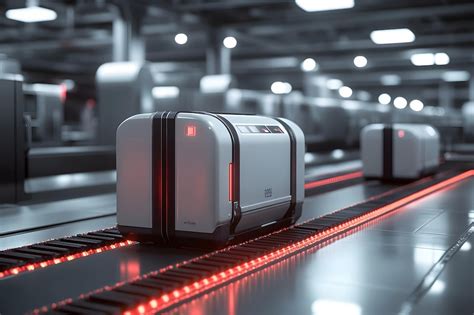 Automated Airport Baggage Scanning System Efficiently Processing Luggage Premium Ai Generated