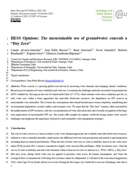 Hess Opinions The Unsustainable Use Of Groundwater Conceals A 2 Day