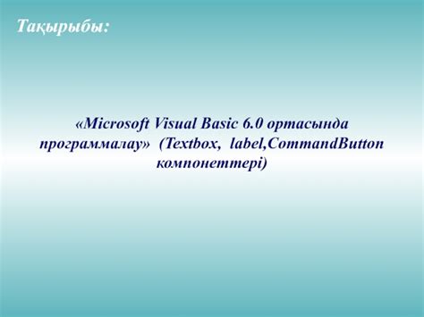 Microsoft Visual Basic презентация доклад