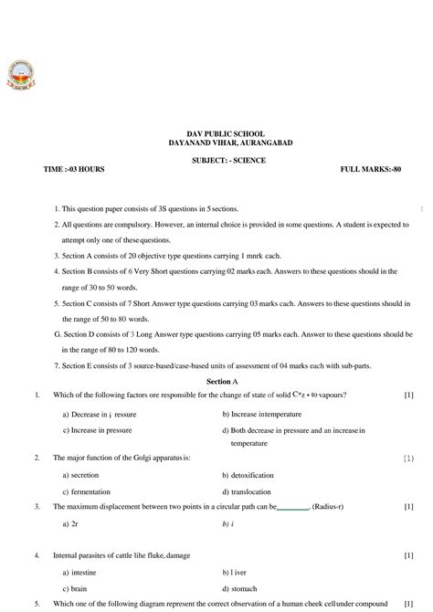 SOLUTION Class 9 Science Set 1 Studypool
