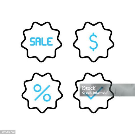 판매 배지 편집 가능한 획으로 설정된 두 가지 색상의 선 아이콘 아이콘은 웹 디자인 모바일 앱 Ui Ux 및 Gui 디자인에