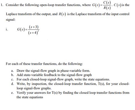 Solved Consider The Following Open Loop Transfer Chegg