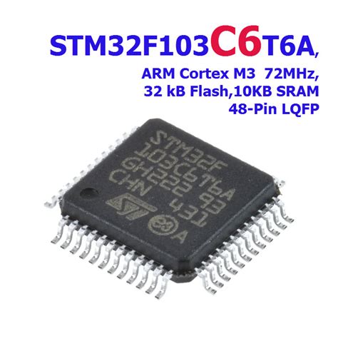 Stm32f103c6t6a 32bit Arm Cortex M3 32 Kb Flash10kb Sram 48 Pin Lqfp