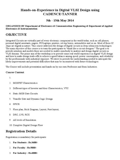 Hands On Experience In Digital Vlsi Design Using Cadencetanner Pdf