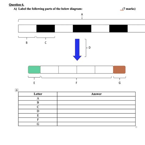 SOLVED Question 6 A Label The Following Parts Of The Below Diagram Marks Letter Answer 1