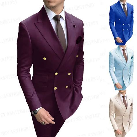 최신 클래식 골든 버튼 버건디 남성 정장 결혼식 신랑 턱시도 맞춤형 더블 브레스트 재킷 바지 2 피스 세트 정장 Aliexpress