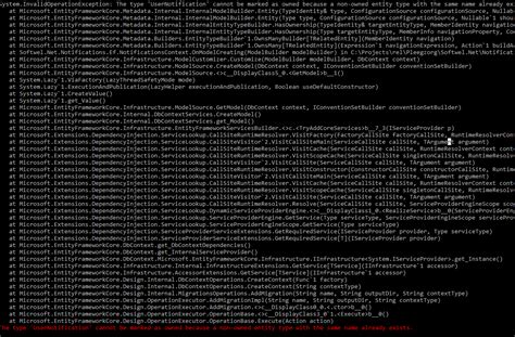 The Type Cannot Be Marked As Owned Because A Non Owned Entity Type With The Same Name Already
