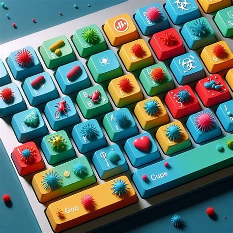 Colorful Keyboard With 3d Virus Keycaps Generative Ai Premium Ai Generated Image