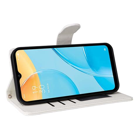 For Oppo A15 A15s Diamond Lattice Leather Flip Phone Case White