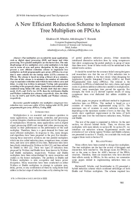 Pdf A New Efficient Reduction Scheme To Implement Tree Multipliers On