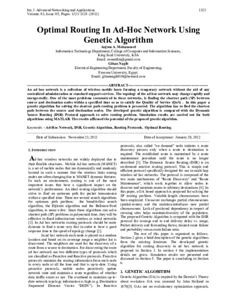 Pdf Optimal Routing In Ad Hoc Network Using Genetic Algorithm