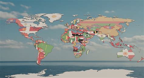 World Map With National Flags A Global Perspective Stock Illustration Illustration Of