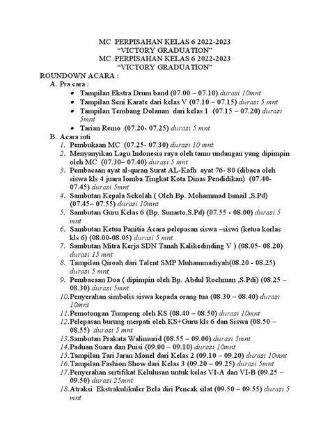Mc Perpisahan Kelas 6 2021 Pdf