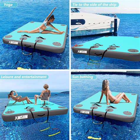 Awsum Inflatable Floating Dock Air Dock Platform Floating Island Raft With None Slip Surface For