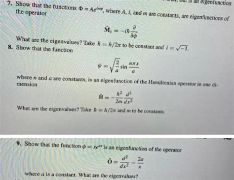 Solved An Eigenfunction 7 Show That The Functions 0