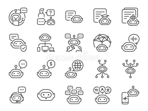 Chatbot Icon Set Included The Icons As Chat Bot Ai Robot Automatic