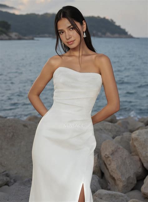 Sex Strapless Mermaid Wedding Dresses With Sweep Train Missacc
