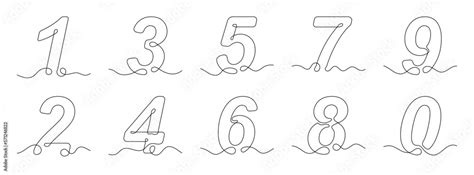 numbers in continuous line drawing style line art of numbers vector