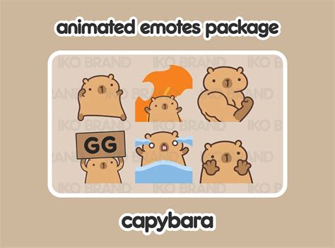 Animated Emotes Package Capybara Cute Kawaii Chibi Twitch Youtube Discord Stream