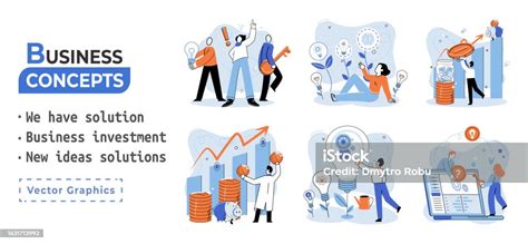 우리는 솔루션 비즈니스 투자 새로운 아이디어 솔루션 장면을 설정합니다 팀워크와 브레인스토밍 개념에 대한 스톡 벡터 아트 및 기타 이미지 Istock