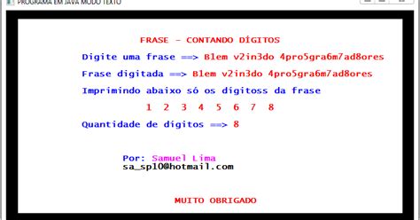 Samuel Lima Programador Ccjava Frase Contando Dígitos