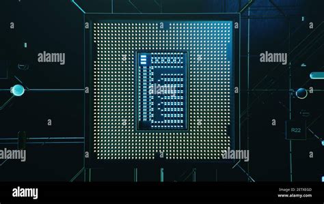 Technological Background With Cpu And Circuit Board Flying Cpu And Installation In Center
