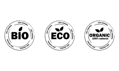 Set Of Black And White Eco Bio Organic Products Sticker Label Badge