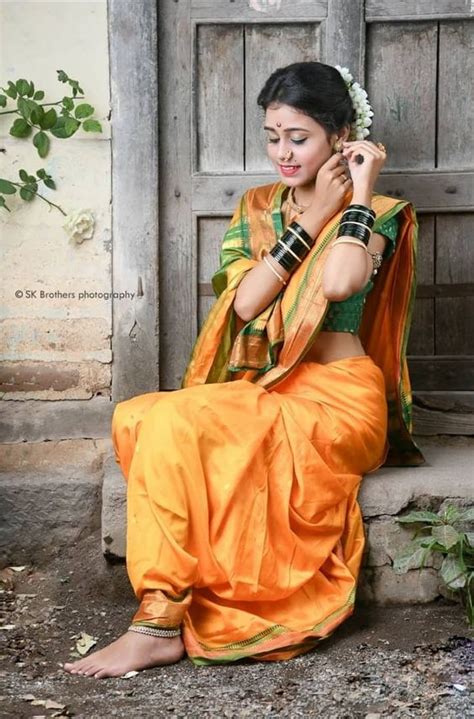 Marathi Girl In Orange Saree