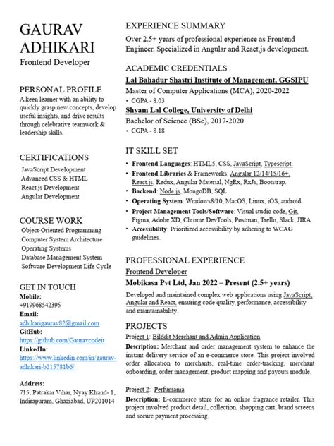 Gaurav Resume Updated Pdf Java Script Information Technology