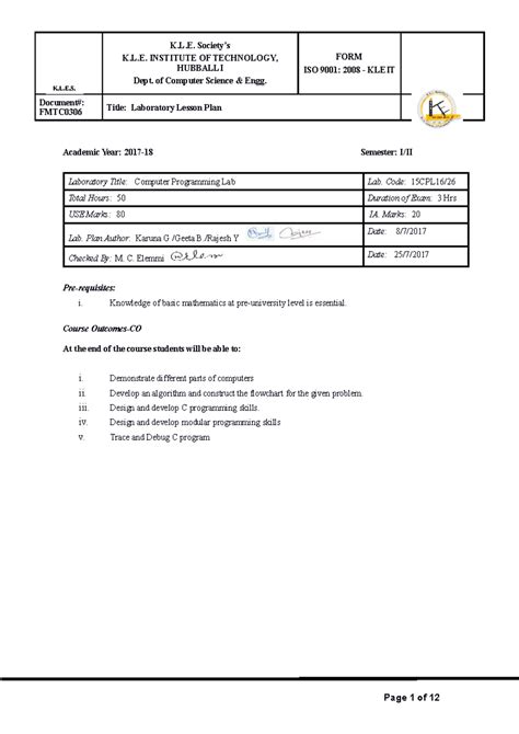 2017 18 Cpl Cse Lesson Plan Kl Societys Kl Institute Of