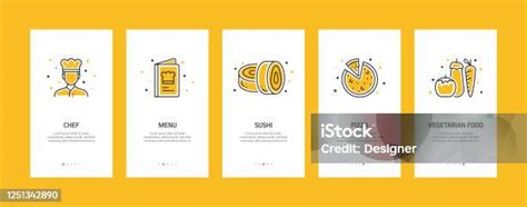 레스토랑 음식 및 음료 개념 온보딩 모바일 앱 페이지 화면 평면 아이콘 Ux Ui 디자인 템플릿 벡터 일러스트레이션 건강한 식생활에 대한 스톡 벡터 아트 및 기타 이미지