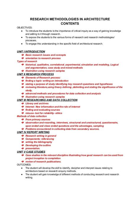 Research Methodologies In Architecture