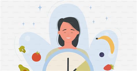 연꽃을 입은 여자는 건강한 음식 프로그램을 가지고 포즈를 취한다 비타민을 이용한 균형 잡힌 식단 영양 플랫 벡터 일러스트레이션 벡터 Unsplash의 초상 이미지