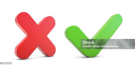 녹색 확인 표시와 적십자 표시 3d는 흰색 배경에 분리되어 있습니다 예 3d 아이콘이 없습니다 0명에 대한 스톡 사진 및 기타 이미지 Istock