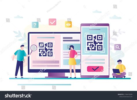 Qr 코드 스캐닝 개념입니다 스마트폰과 컴퓨터를 스톡 벡터로열티 프리 1740410549 Shutterstock