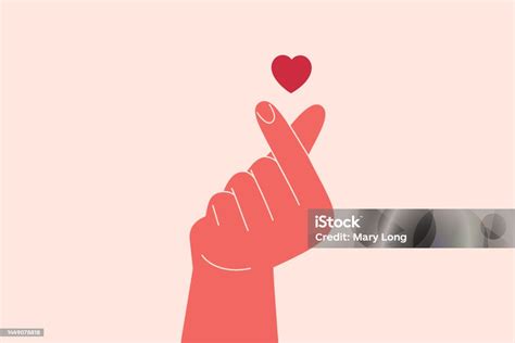 Simbol Hati Mini Jari Tangan Manusia Kiri Dengan Jari Telunjuk Dan Ibu Jari Disilangkan