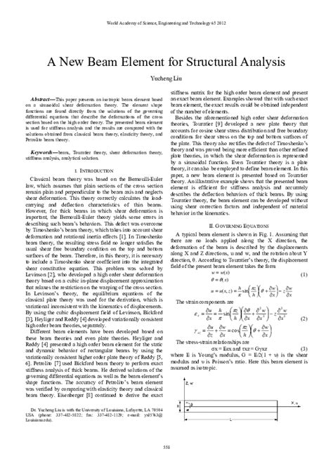 pdf a new beam element for structural analysis