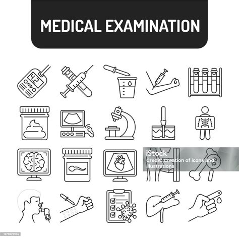 의료 테스트 검정 선 아이콘 세트 실험실 진단 웹 모바일 앱 프로모션을 위한 픽토그램 Ui Ux 디자인 요소입니다 개념에 대한