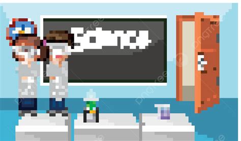 Classroom Scene With Two Science Babes Landscape Room Object Vector Landscape Room Object