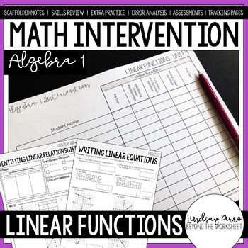 Algebra Linear Functions Intervention Unit TPT
