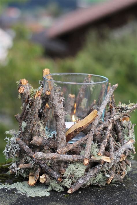 Diy Anleitung Mit Einer Kerze Im Glas Dekoriert Mit Naturmaterialien