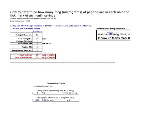 Peptide Reconstitution Calculator Pdf