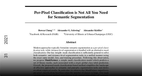 Paper Page Per Pixel Classification Is Not All You Need For Semantic Segmentation