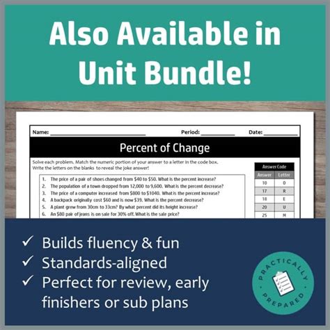 Percent Increase And Decrease Joke Worksheet Real World Word Problems