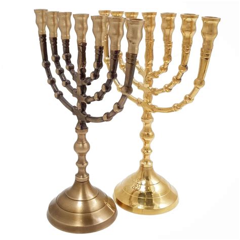 Gold Plated Classic 7 Branched Temple Menorah 92 Inch From Jerusalem