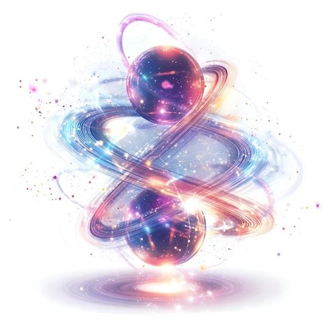 Flat Floating Quantum Particles With Light Trails On An Isolated White Background Concept As Two