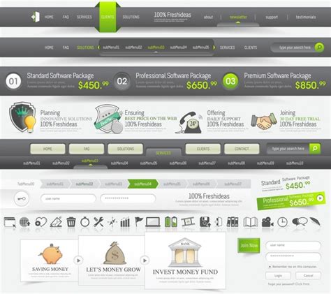 Web Design Elements Modern Contrast Decor Vectors Graphic Art Designs