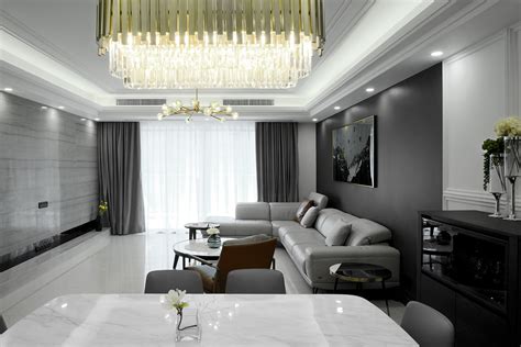 高级灰装修效果图 全屋使用高级灰效果图 现代简约高级灰样板房 大山谷图库